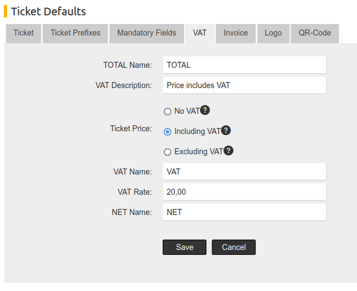 Ticket Defaults - Advanced - IACBOX